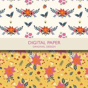 Bright Colorful Christmas Digital Paper, Maximalist Christmas Seamless ...