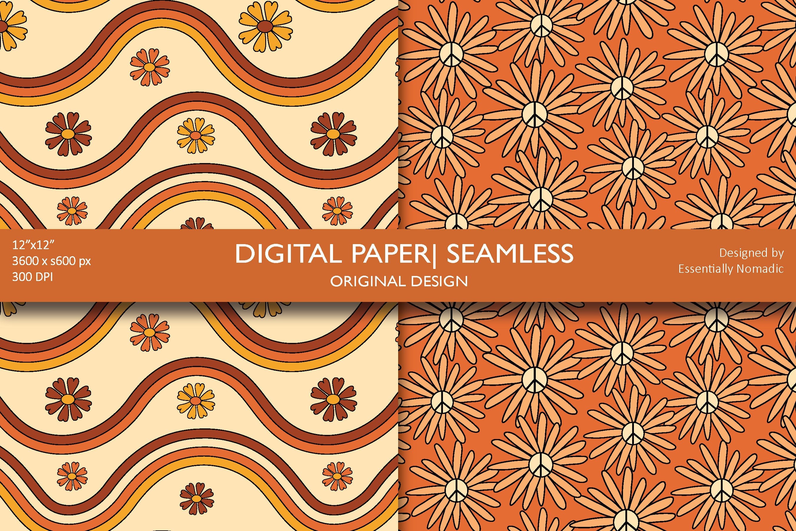 70s Retro Floral Digital Paper Seamless Patternretro - Etsy