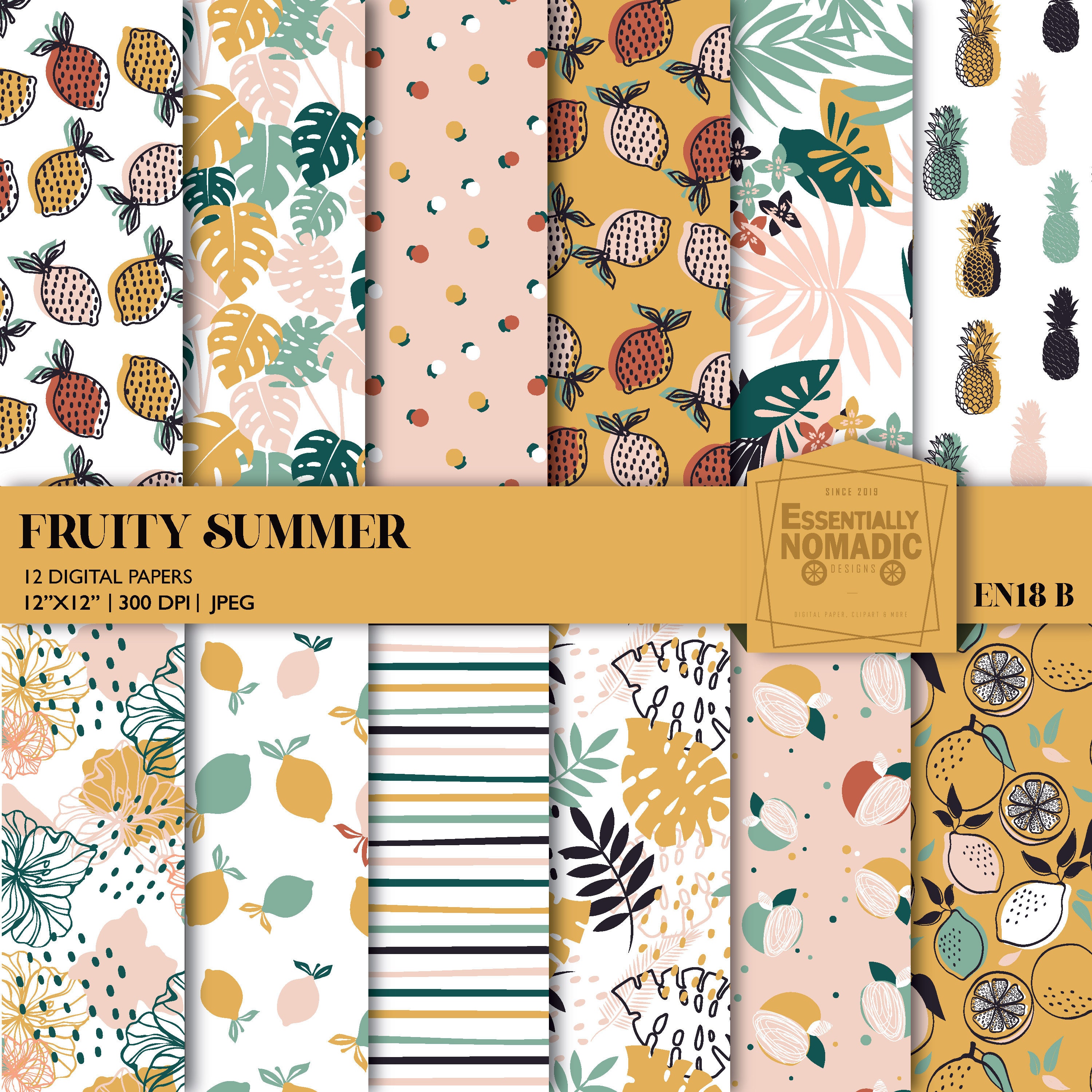 Tropical Digital Paper Summer Pattern Pineapple Pattern - Etsy