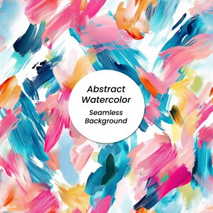 5 Watercolor Abstract Digital Paper, Colorful Seamless Pattern, Bright ...