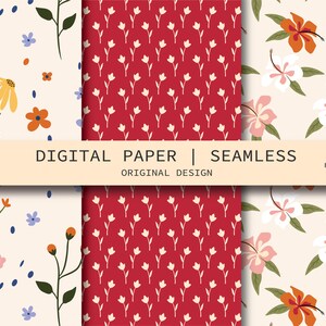 Floral Digital Paper Pack, Wildflower Seamless Pattern, Daisy Floral ...
