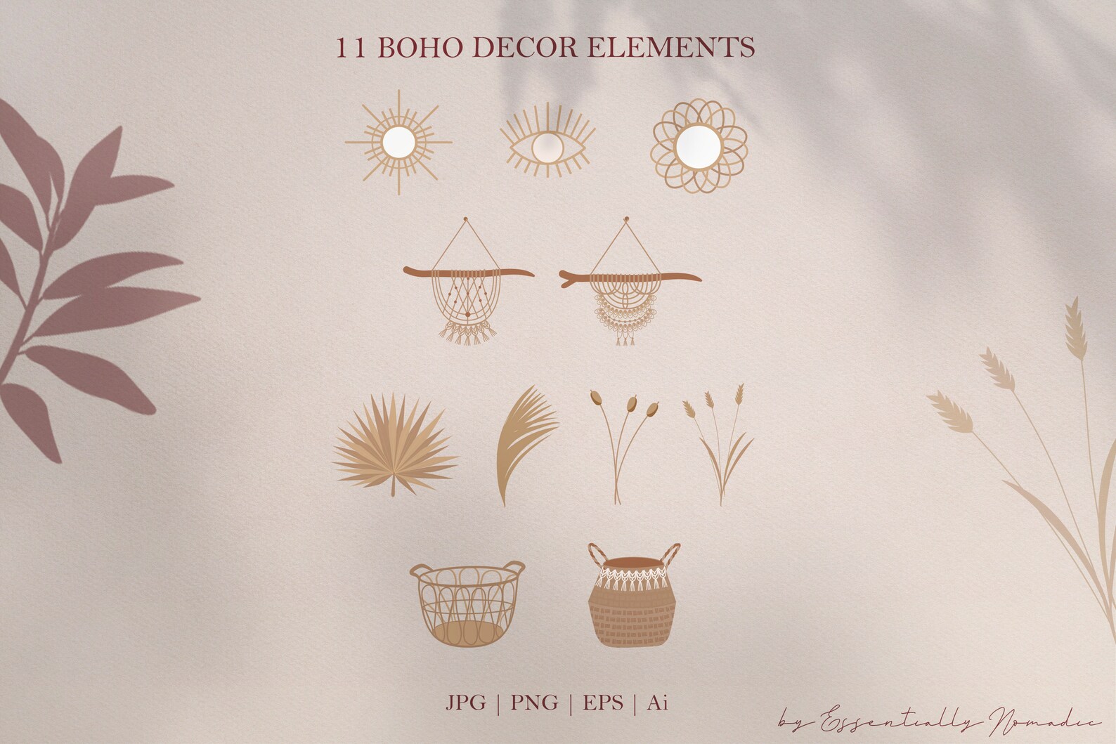 Boho Clipart Set Woman Illustration Abstract Shapes Modern - Etsy