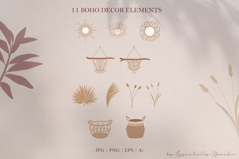 Boho Clipart Set Woman Illustration Abstract Shapes Modern - Etsy