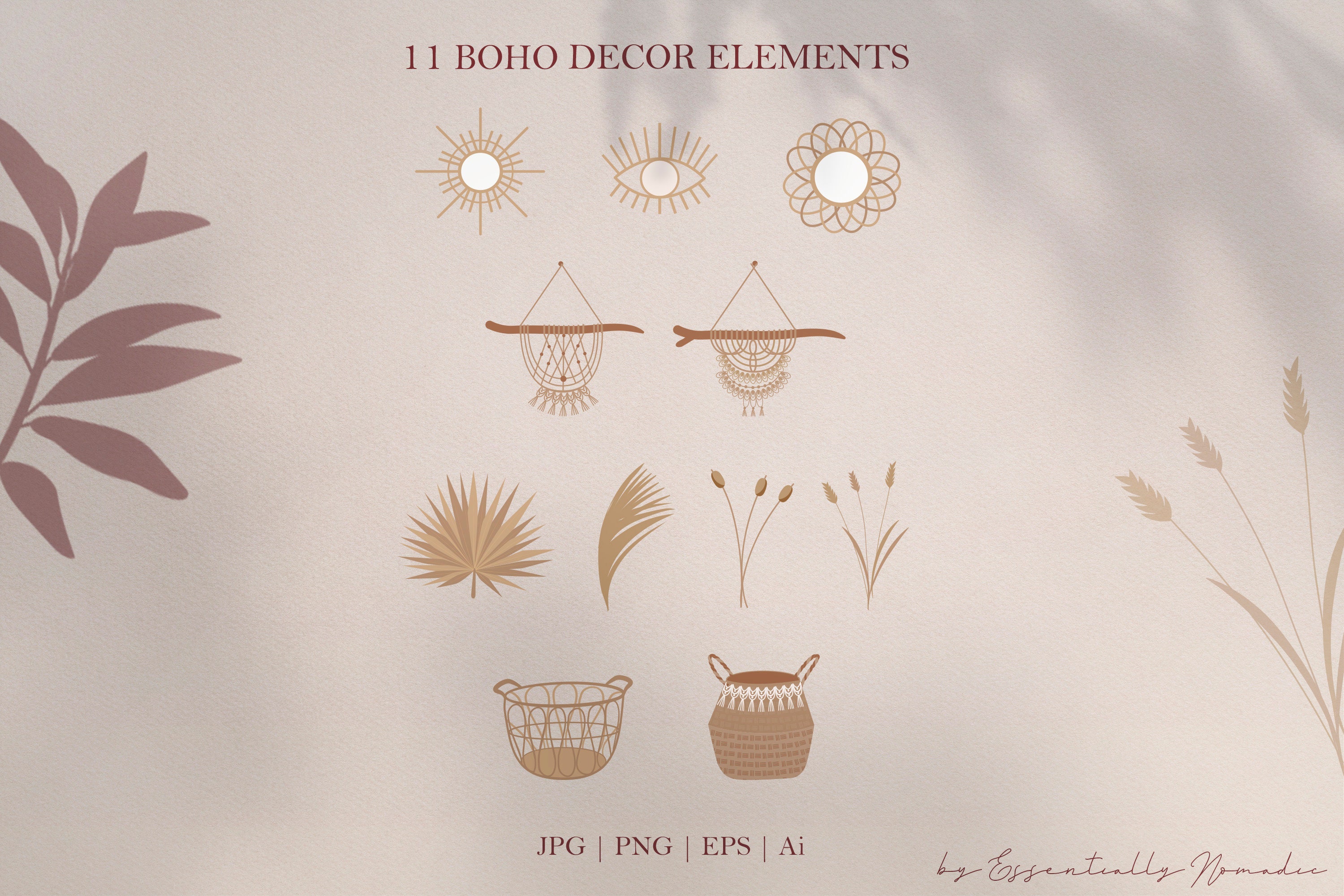 Boho Clipart Set Woman Illustration Abstract Shapes Modern - Etsy