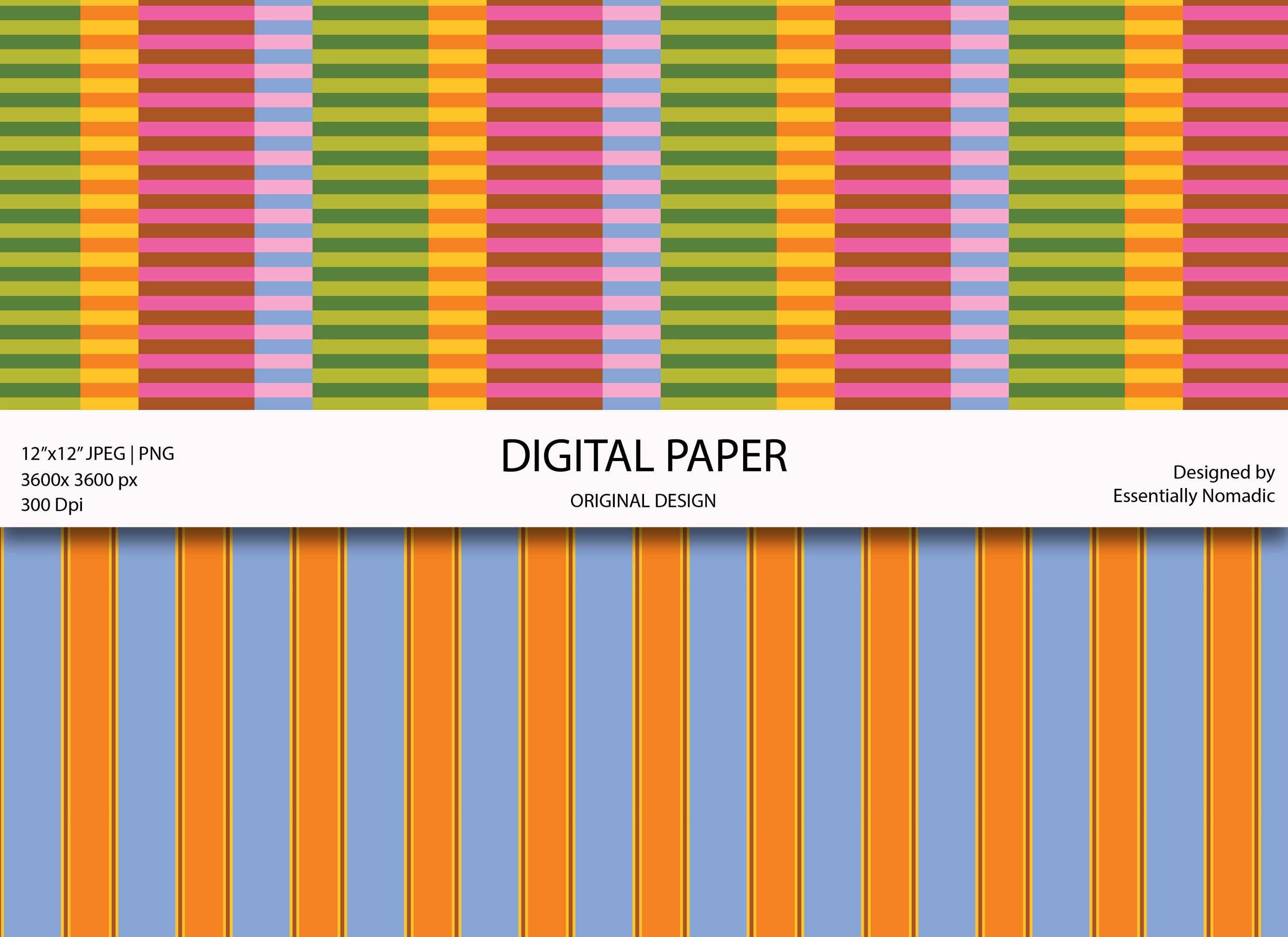 Colorful Bold Stripes Digital Paper- Geometric-checks Seamless Pattern ...