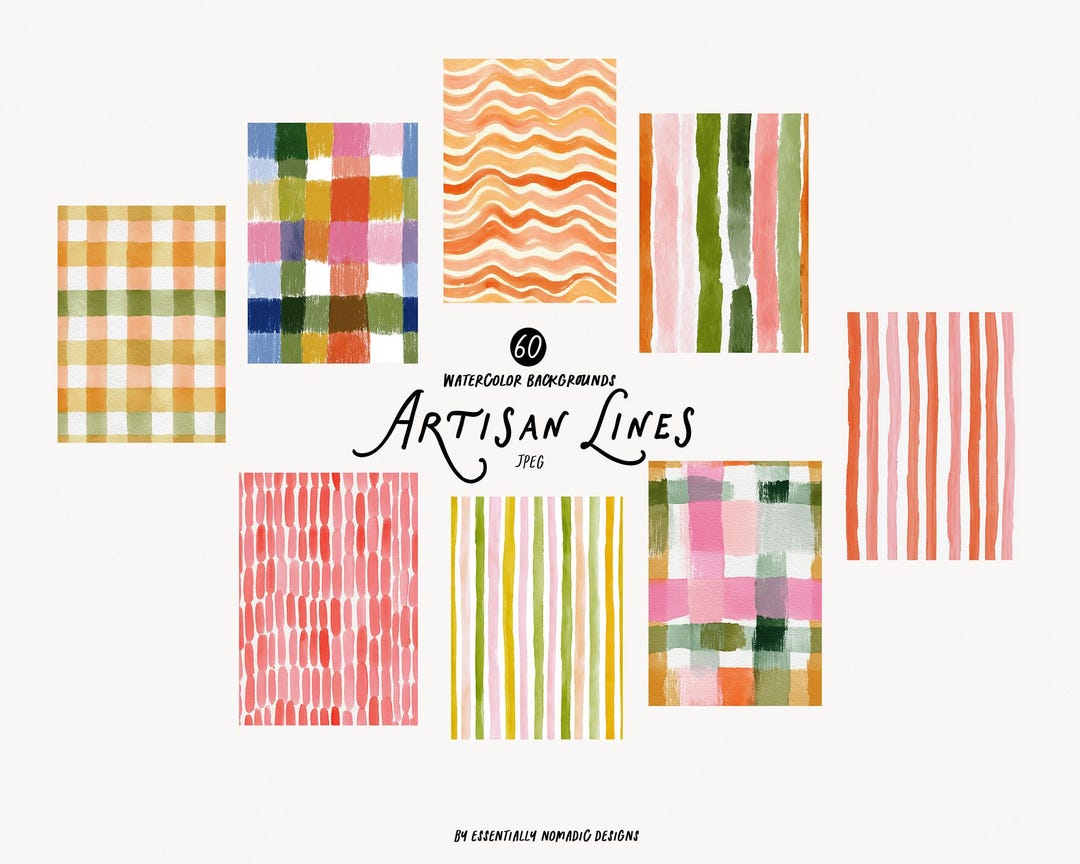 Watercolor Stripe Backgrounds, Colorful Hand-painted Checks, Painterly ...