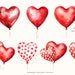 Watercolor Heart Balloon Clipart Set, Valentines Day Clipart, Red ...