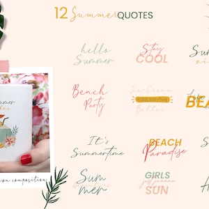 Cute Summer Clipart Bundle,tropical Elements Vacation Beach Clipart Png ...