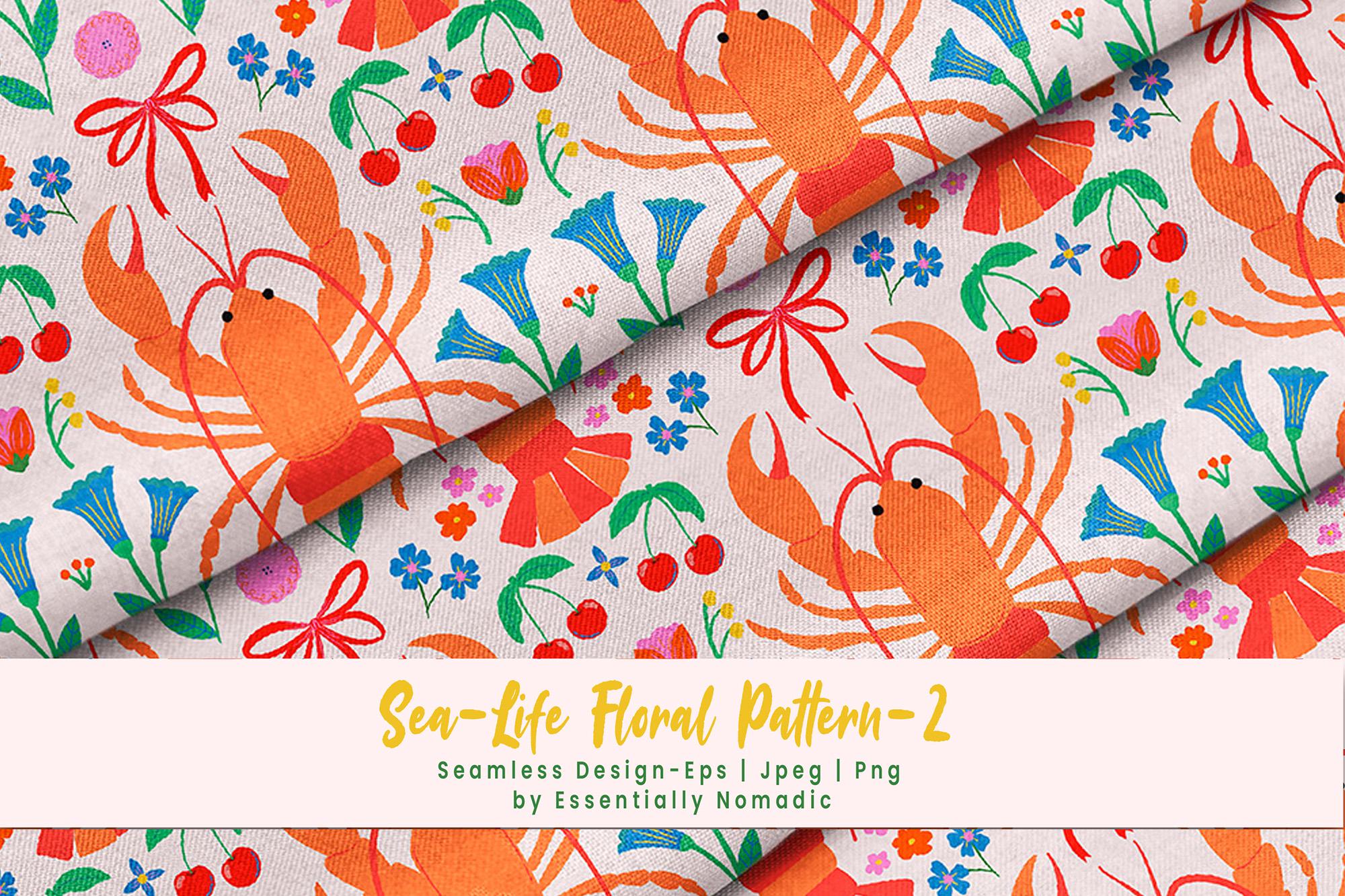 Dopamine Lobster Seamless Pattern, Coastal Marine Life Digital Paper ...