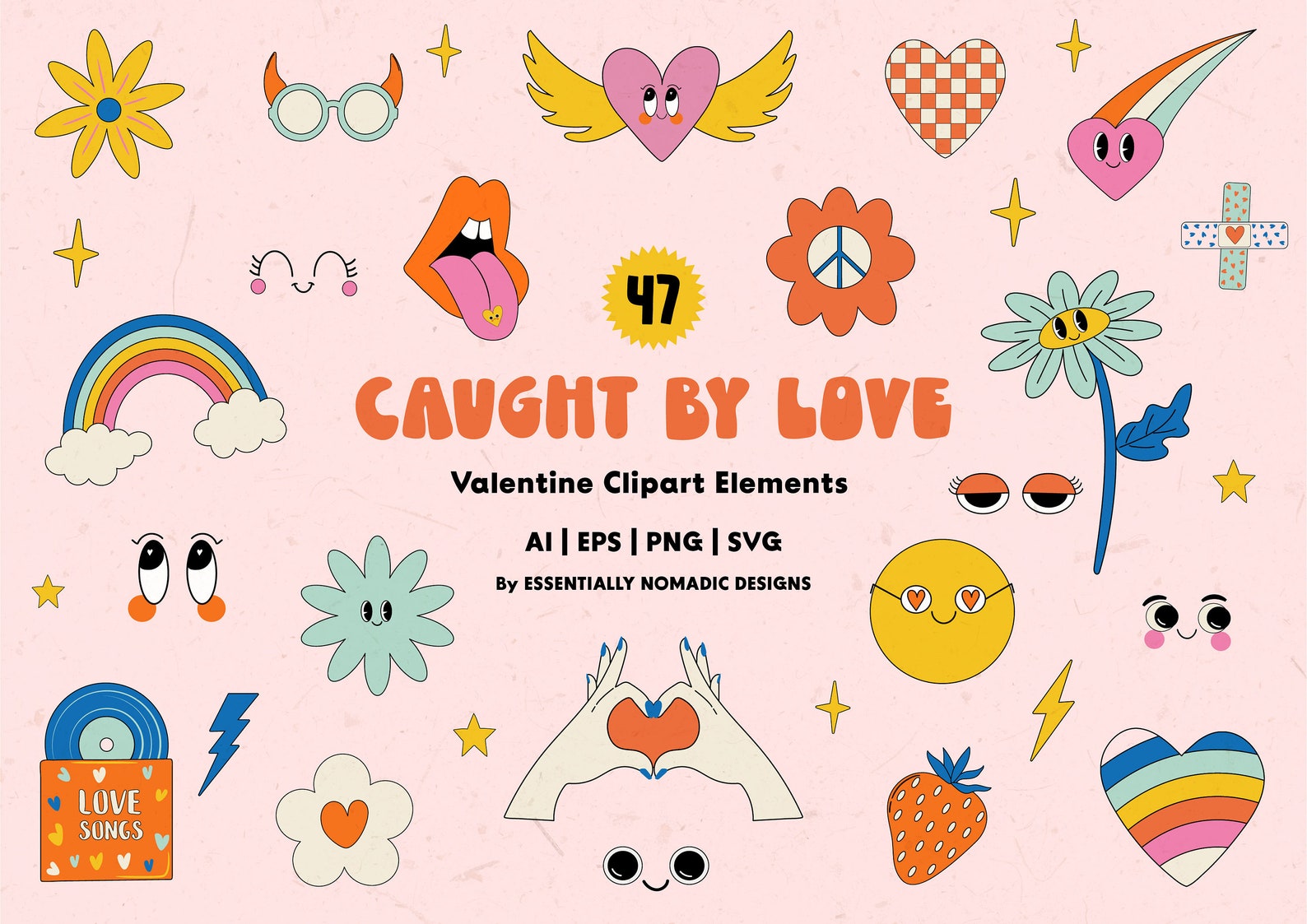 Groovy Clipart PNG SVG Retro Clipart 60s 70s 90s Hippie - Etsy