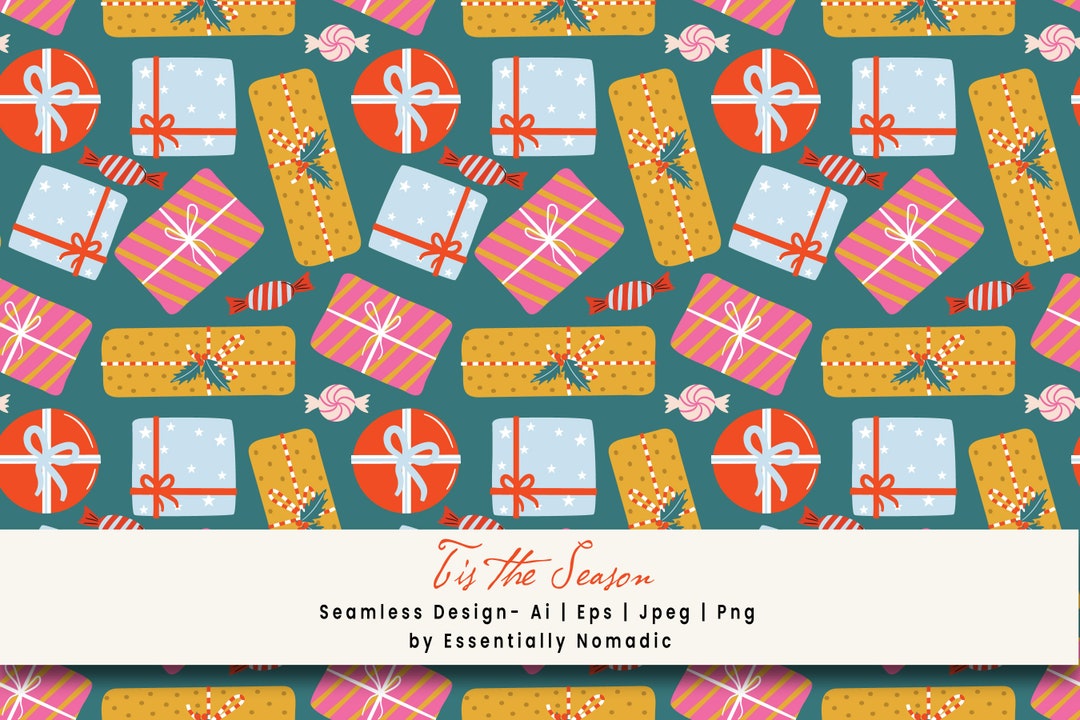 Holiday Presents Candy Seamless Pattern – Christmas Digital Paper for ...
