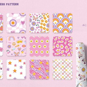 Y2K 90s Nostalgia Pattern and Clipart Set, Pink Retro Elements Digital ...