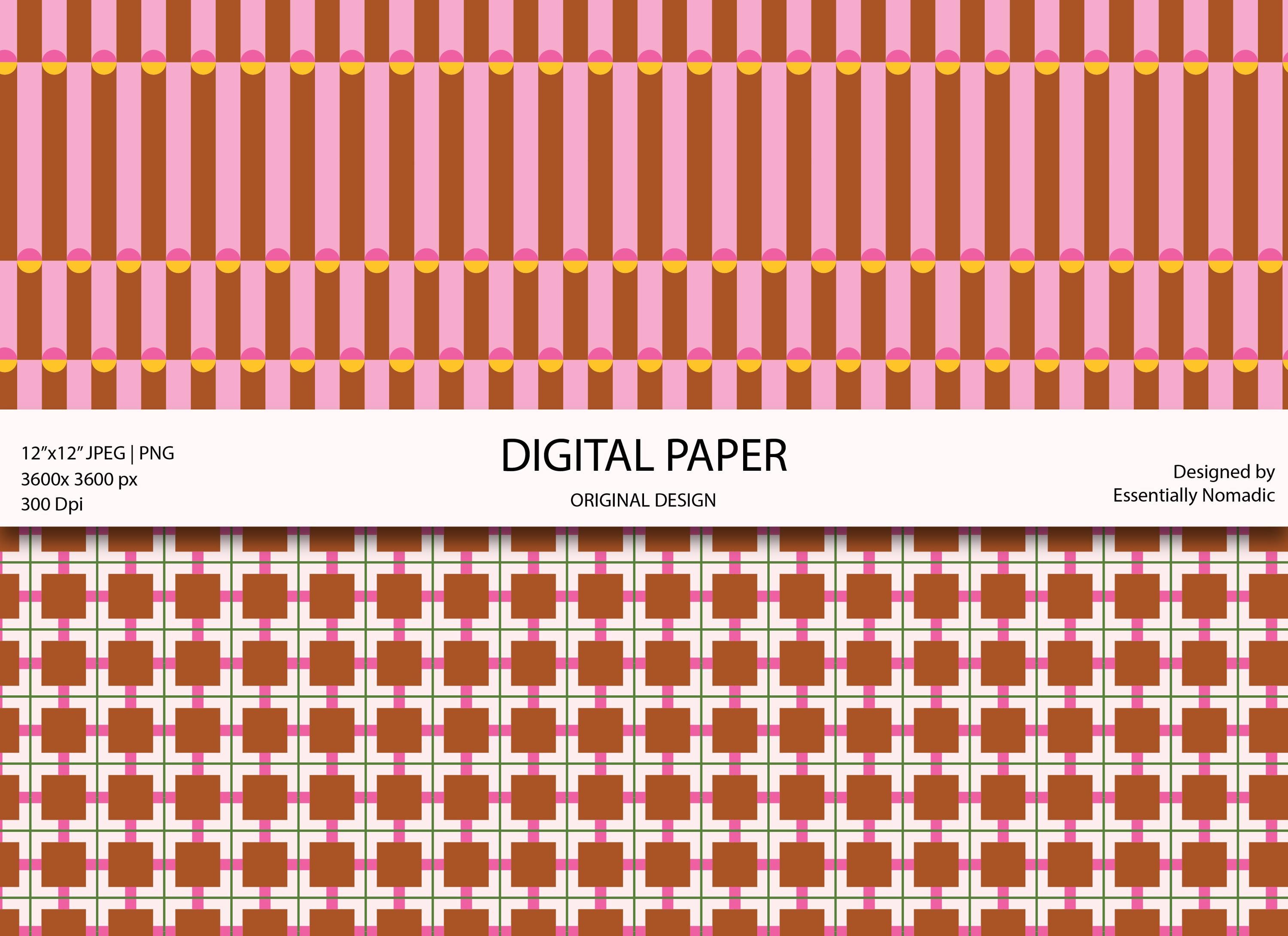 Colorful Bold Stripes Digital Paper- Geometric-checks Seamless Pattern ...