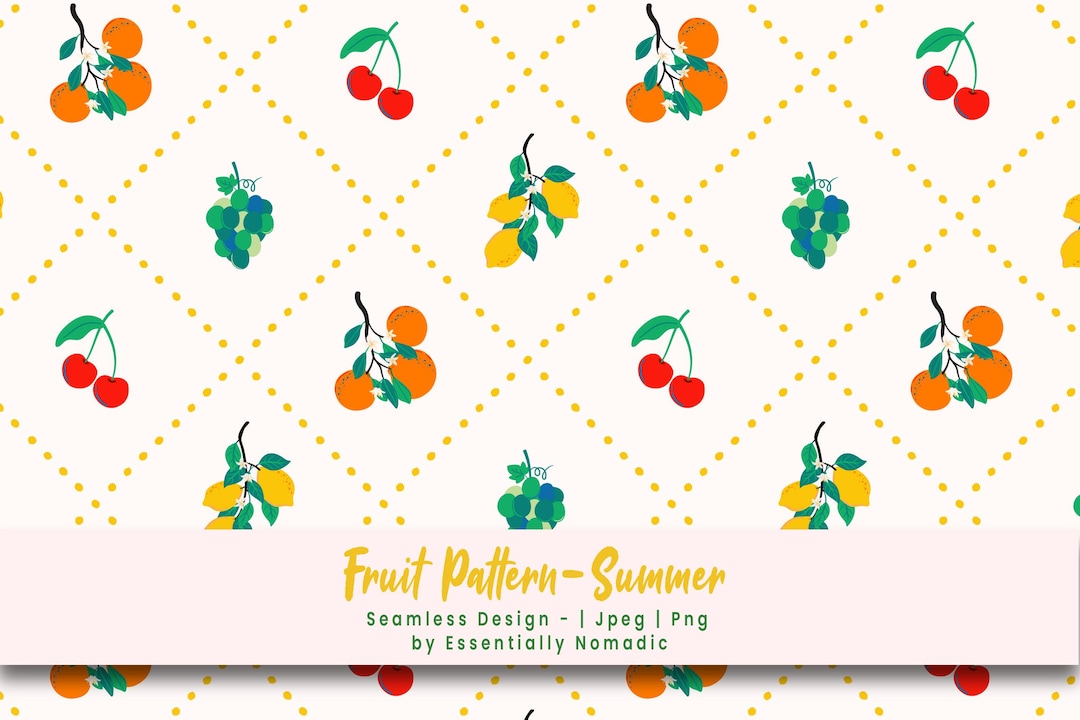 Lemon Citrus Fruit Digital Paper: Seamless Summer Pattern (PNG, JPEG ...