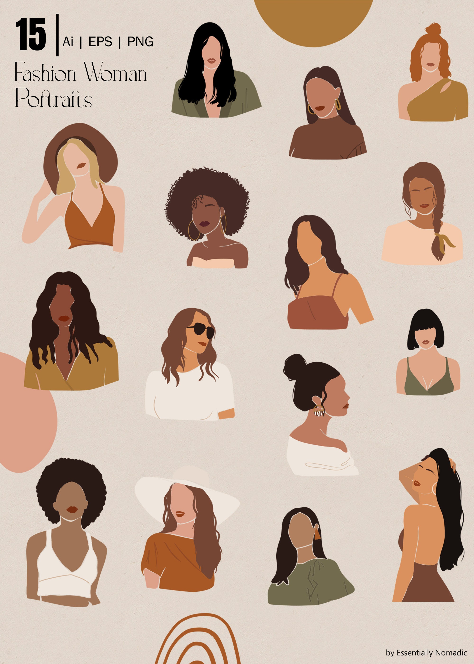 Abstract Woman Clipart Modern Feminine Art Boho Woman - Etsy