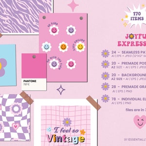 Y2K 90s Nostalgia Pattern and Clipart Set Printable Cards - Etsy