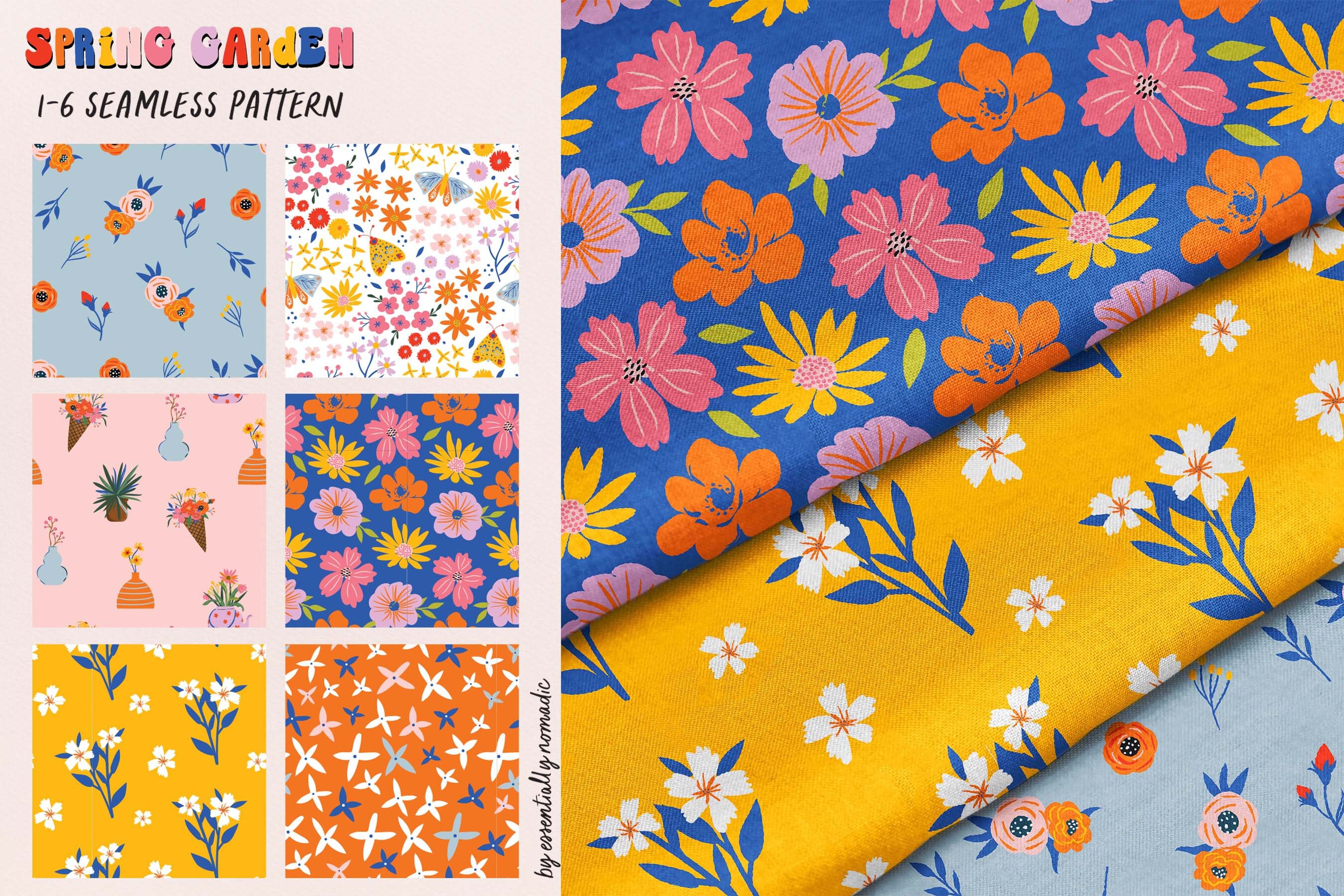 Spring Clipart Set Floral Seamless Pattern Easter Printable - Etsy