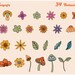 70s Retro Clipart Set, Boho Clipart, Groovy Retro Flower, Colorful ...