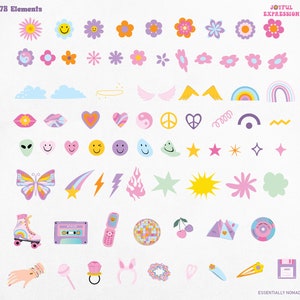 Y2K 90s Nostalgia Pattern and Clipart Set Printable Cards - Etsy