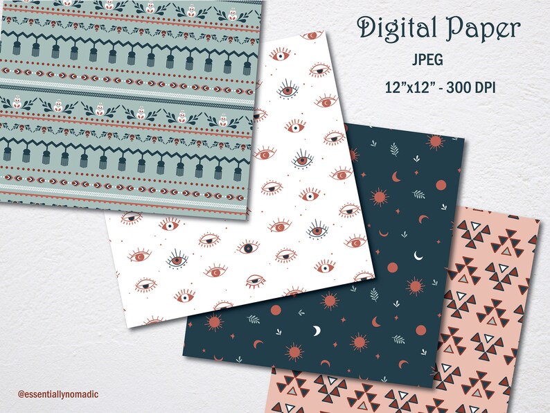 Modern Boho Digital Paper Seamless Pattern Minimal Ethnic | Etsy