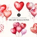 Watercolor Heart Balloon Clipart Set, Valentines Day (digital Download ...