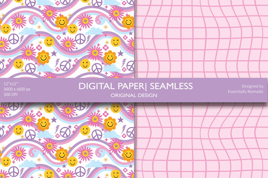 90s Retro Digital Paper Y2k Aesthetic Seamless Pattern - Etsy