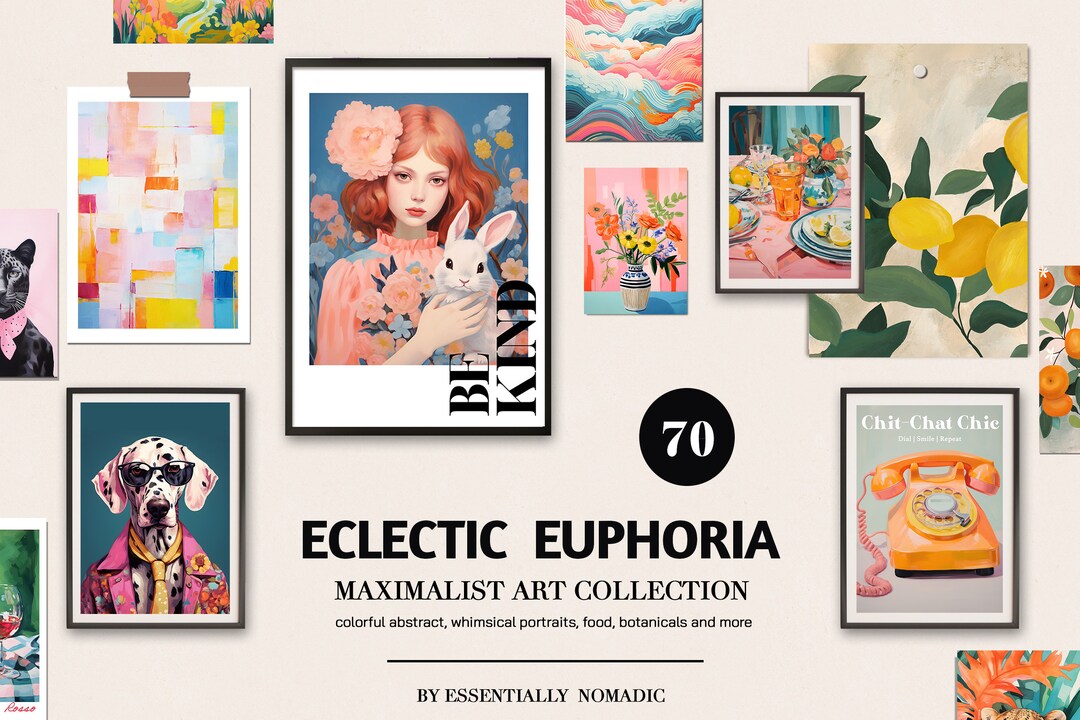 70 Eclectic Wall Art, Maximalist Gallery Wall Set, Printable Exhibition ...
