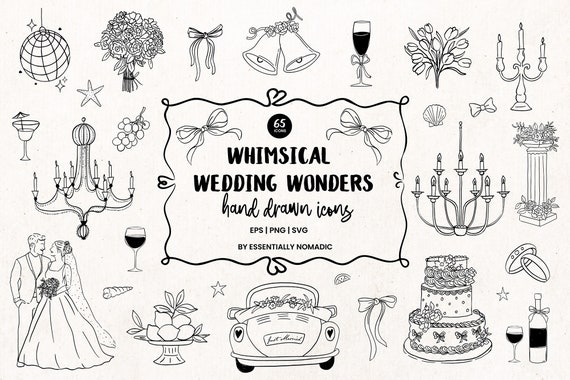 Quirky Wedding Drawings Art Print Personalized Wedding Couple