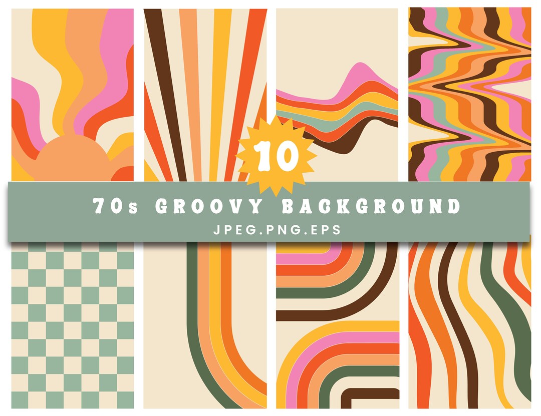 70s Retro Background, Groovy Summer Digital Paper (PNG, JPG, EPS) - Etsy