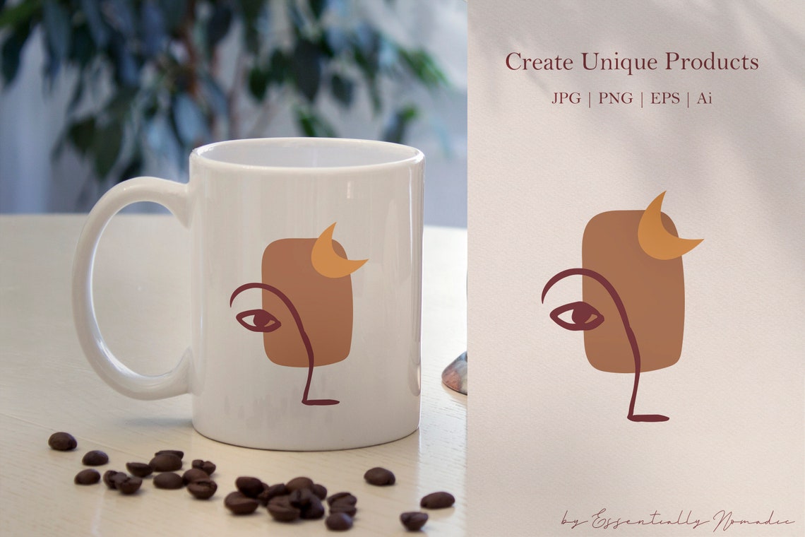 Boho Clipart Set Woman Illustration Abstract Shapes Modern - Etsy