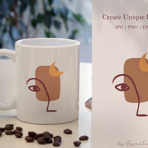 Boho Clipart Set, Woman Illustration, Abstract Shapes, Modern Elements ...