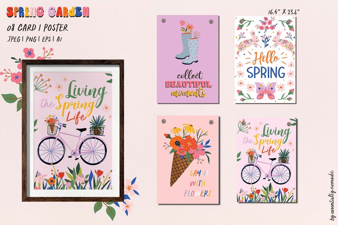 Spring Clipart Set Floral Seamless Pattern Easter Printable - Etsy