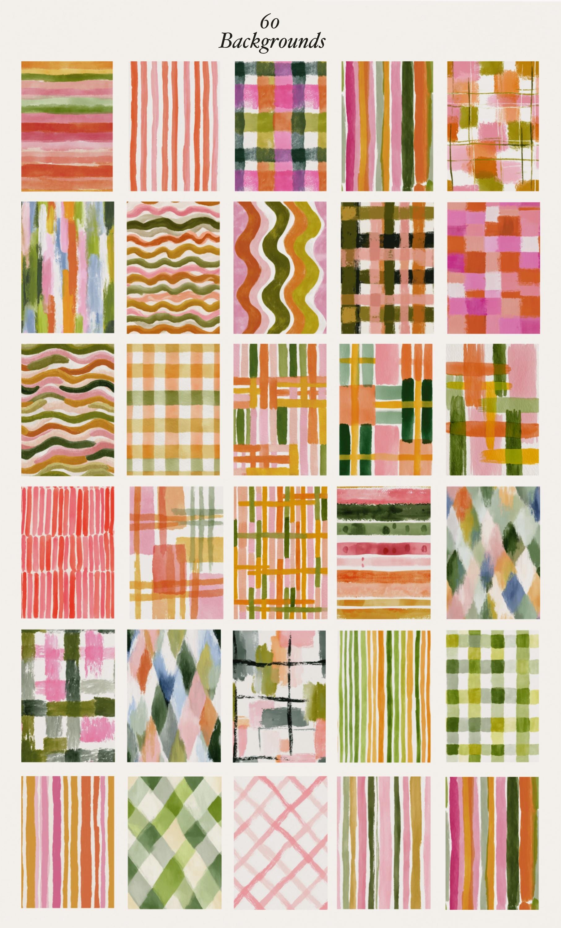 Watercolor Stripe Backgrounds, Colorful Hand-painted Checks, Painterly ...