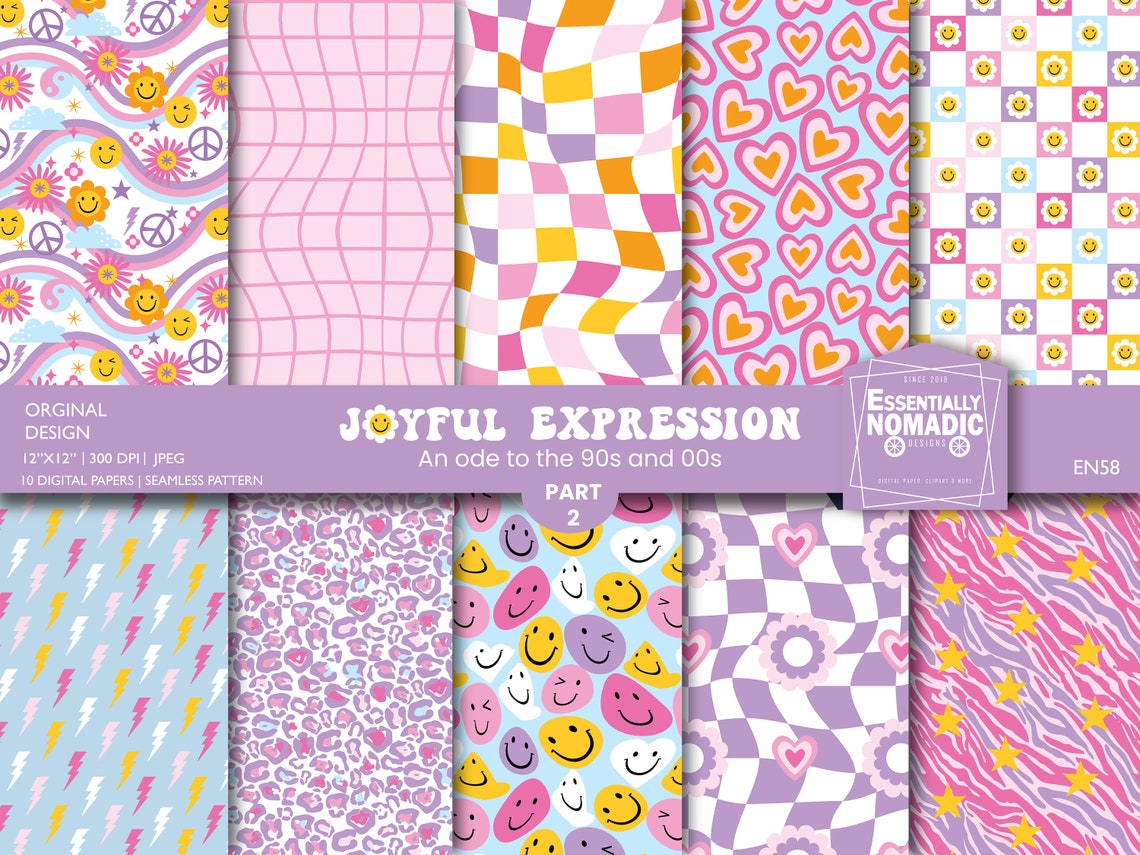 90s Retro Digital Paper Y2k Aesthetic Seamless Pattern | Etsy