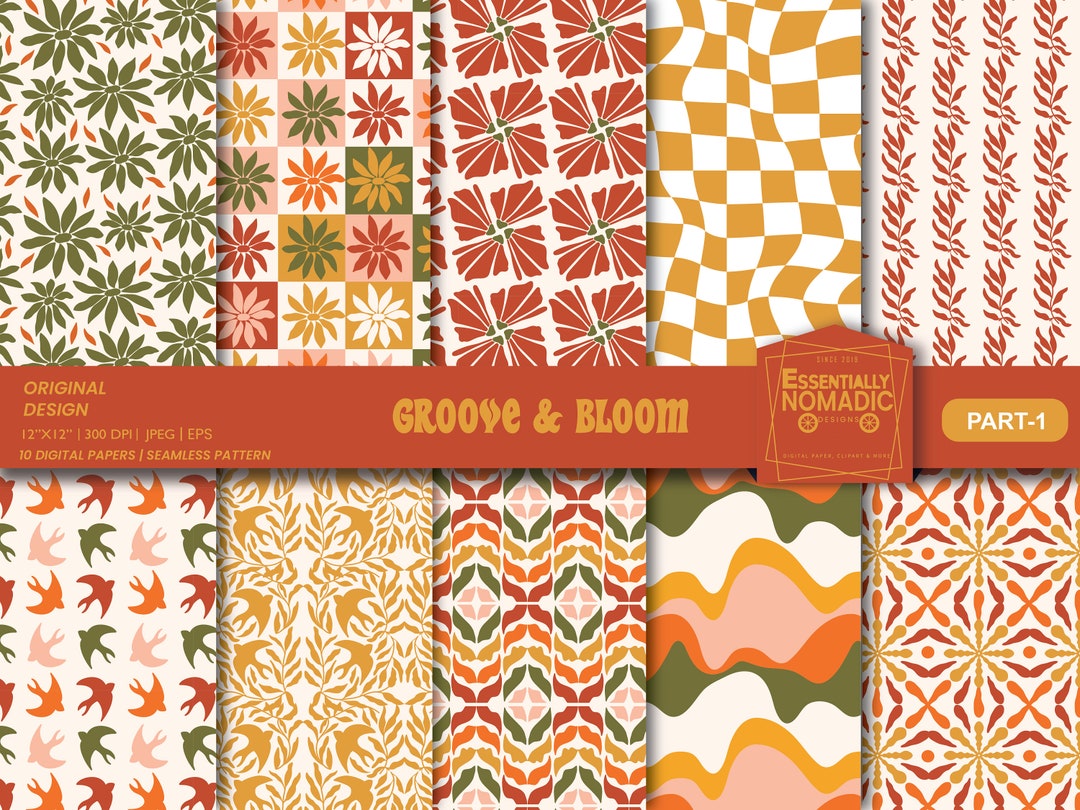 Groovy Retro Digital Paper, Aesthetic Pattern Background,seamless ...