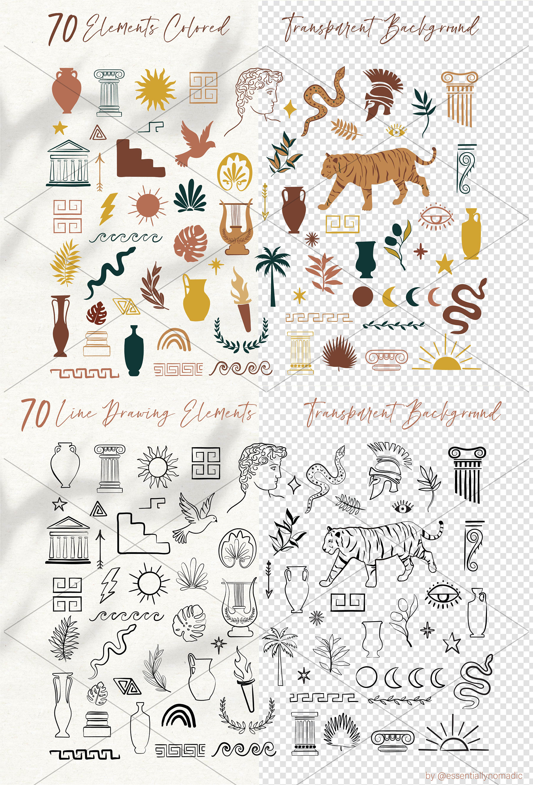 Ancient Greece Clipart Set, Mythology Clipart Vector-antiquity Roman ...