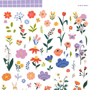 Cottagecore Spring Clipart Set, Flower Seamless Pattern, Floral Clipart ...