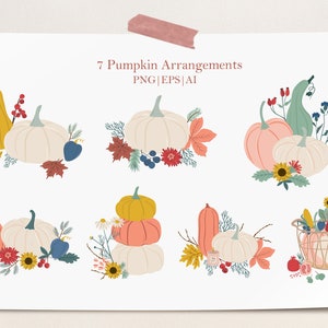 Autumn Clipart Set, Fall Digital Paper Seamless Pattern, Flowers Leaves ...