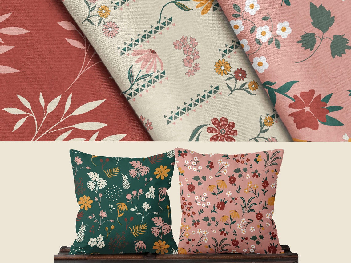 Floral Digital Paper Boho Flowers Seamless Pattern Floral - Etsy