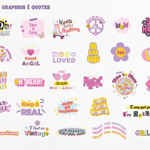 Y2K 90s Nostalgia Pattern and Clipart Set, Pink Retro Elements Digital ...
