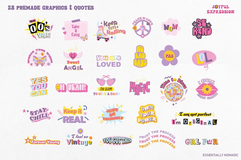 Y2K 90s Nostalgia Pattern and Clipart Set Printable Cards - Etsy