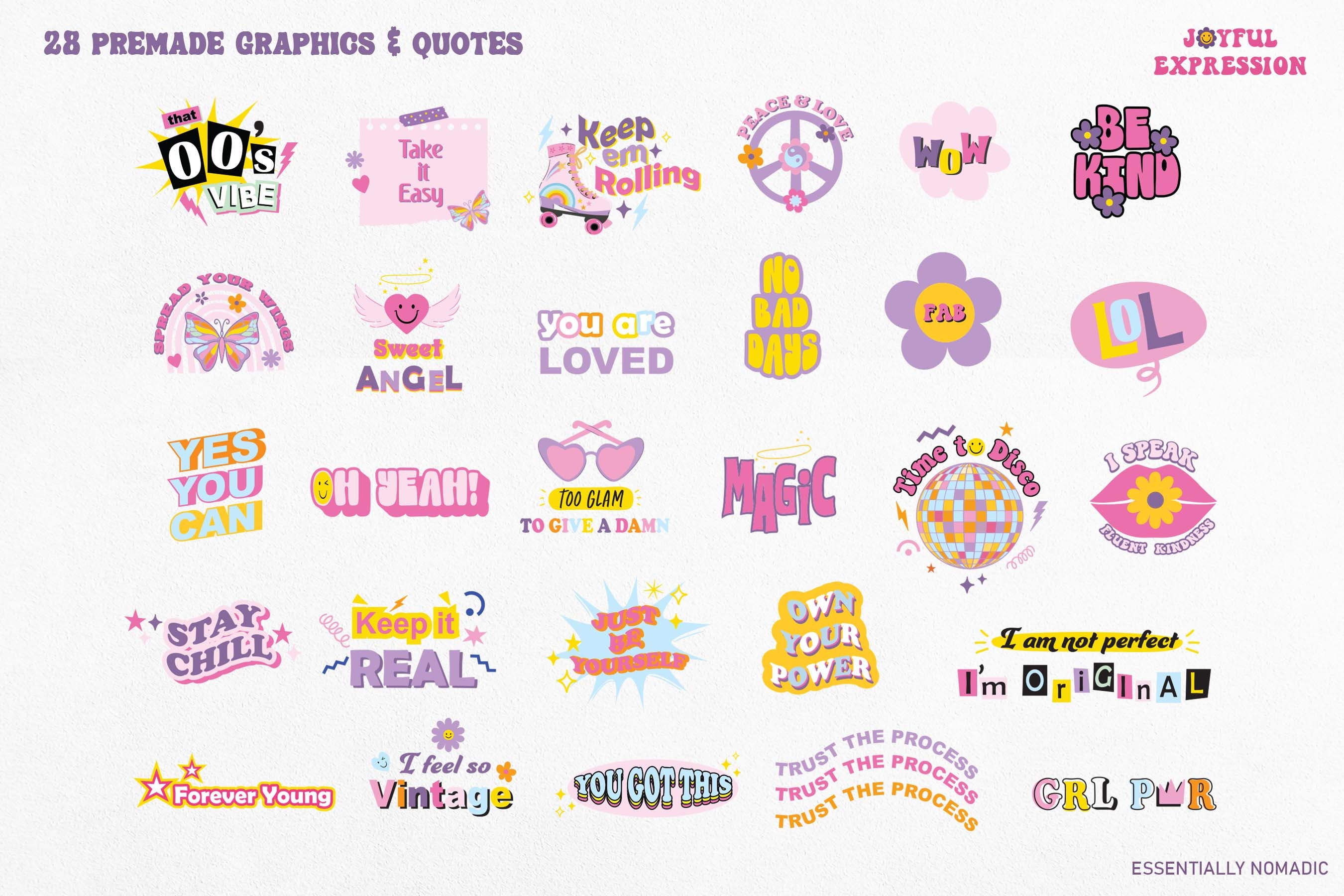 Y2K 90s Nostalgia Pattern and Clipart Set Printable Cards - Etsy