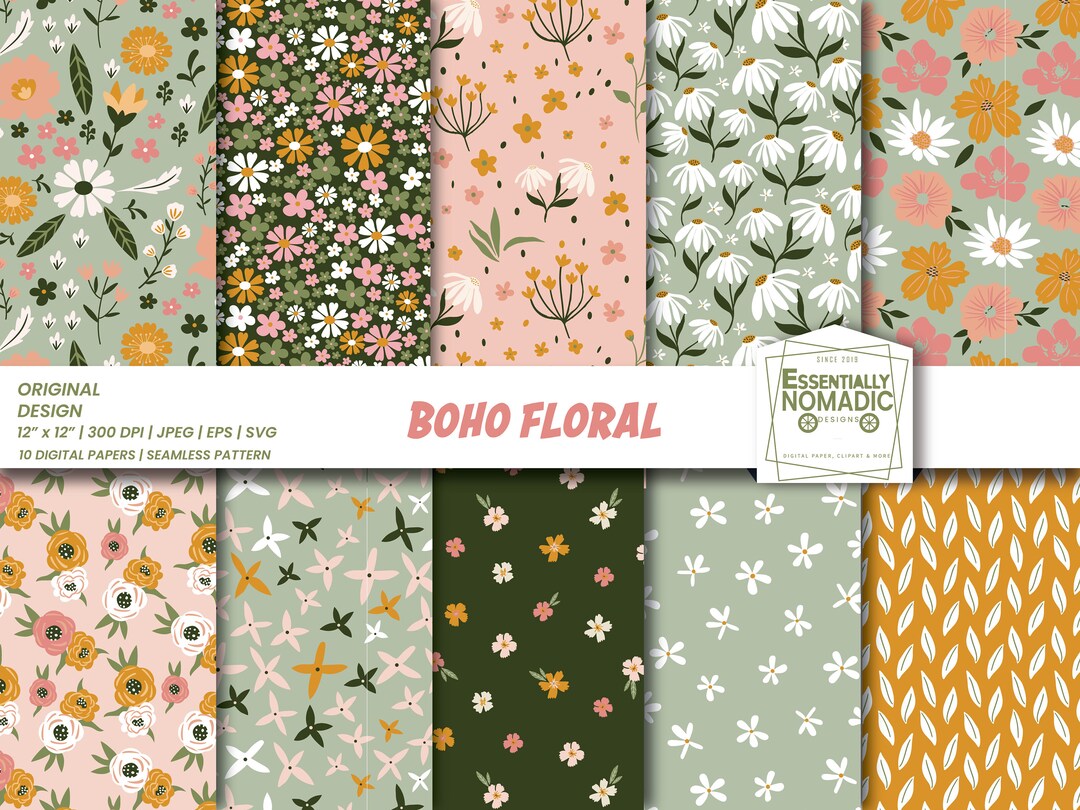 Sage Green Floral Seamless Pattern Background, Ditsy Floral Digital ...