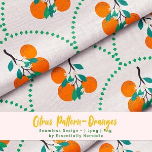Cottagecore Orange Digital Paper, Summer Fruit Seamless Pattern, Citrus ...