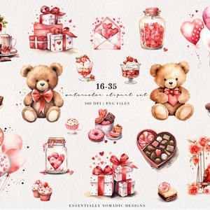 95 Watercolor Valentines Day Clipart, Vintage Watercolor Love Clipart ...