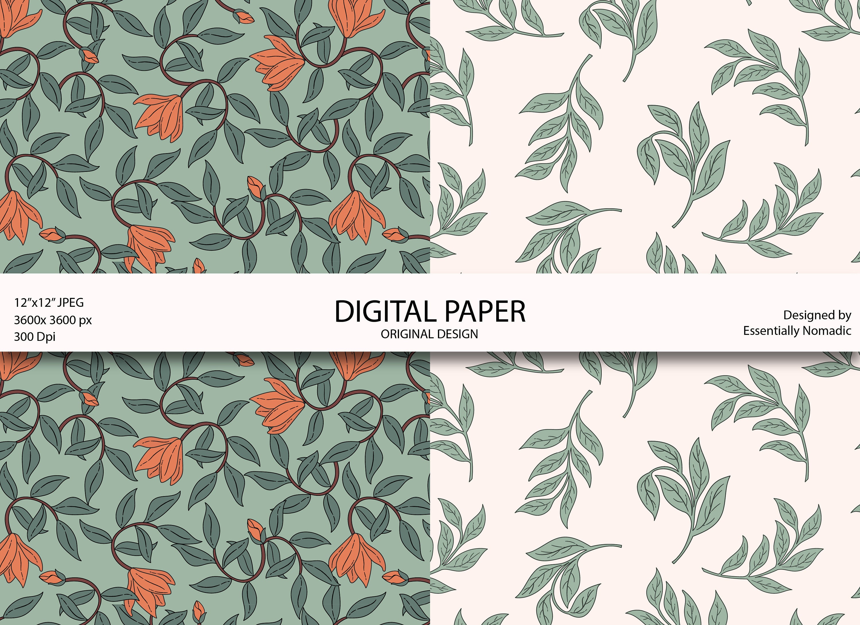 Boho Floral Digital Paper70s Flower Seamless Pattern Retro - Etsy