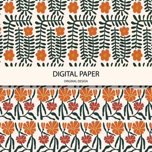 Groovy Digital Paper Set, 60s 70s Seamless Patterns, Vintage Floral ...