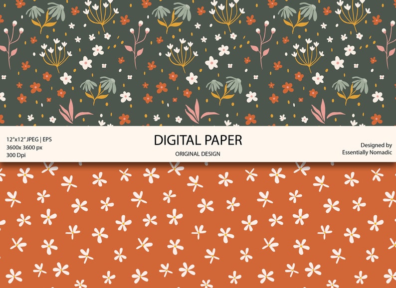 Wildflowers Seamless Pattern, Floral Botanical Digital Paper, Retro ...