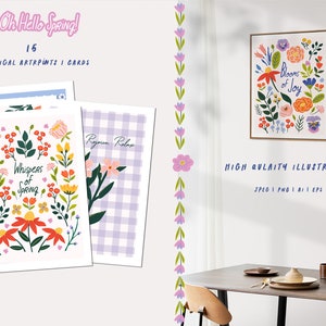 Cottagecore Spring Clipart Set, Flower Seamless Pattern, Floral Clipart ...