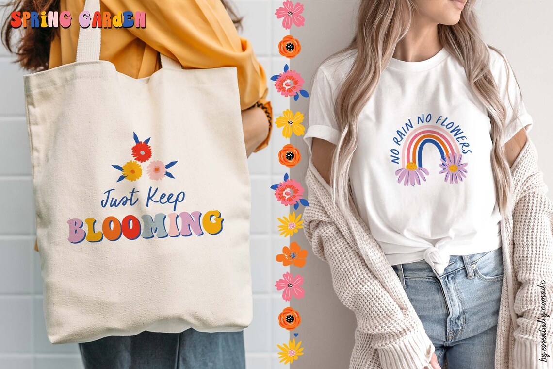 Spring Clipart Set Floral Seamless Pattern Easter Printable - Etsy